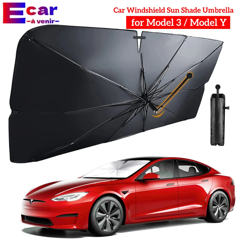 Upgraded Front Car Windshield Sun Shade Umbrella For Tesla Model 3/y ...