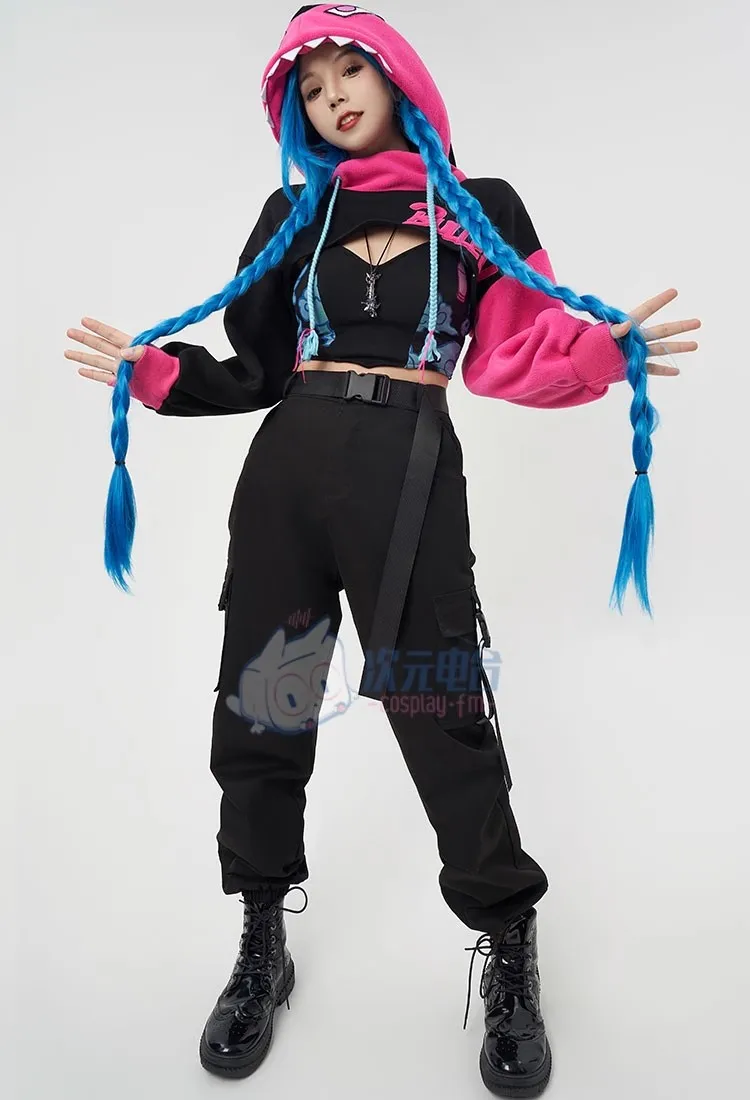 Game LOL Arcane Cosplay Jinx Doujin Fashion Hooded Sweatshirt Anime ...