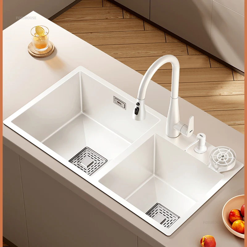European-Thickened-Sink-for-Coffee-Shop-Double-slot-Metal-Multi ...