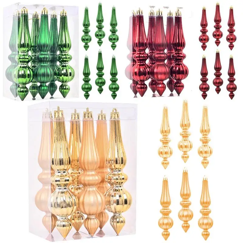 Christmas Tree Finial Decorations 6X Hangable Christmas Finials Indoor ...