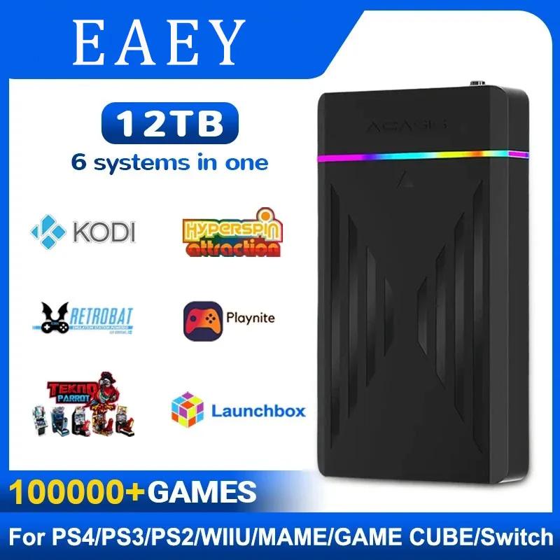 EAEY 12TB Gaming HDD with Hyperspin Launchbox Retrobat Playnite 10K ...
