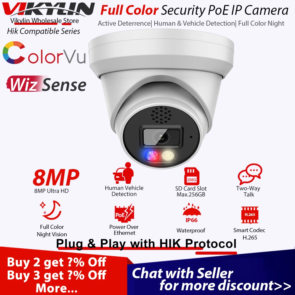 Vikylin-8MP-Full-Color-Security-Camera-for-Hik-Compatible-Onvif-POE ...