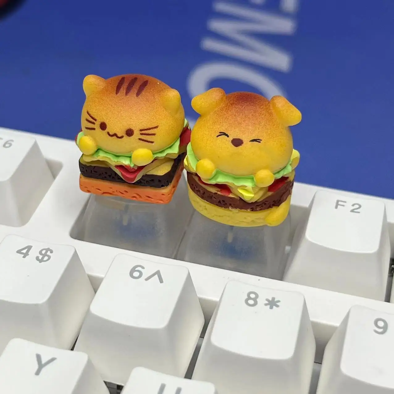 DIY-Custom-Hamburger-Cat-keycaps-Translucent-Toast-Delicious-Food ...