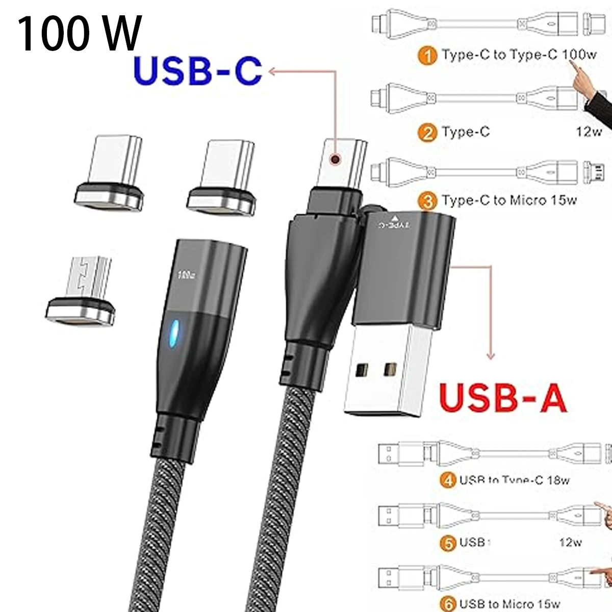 PD-100W-Magnetic-Cable-USB-Typc-C-to-Type-c-PD-60W-Lightning-micro ...
