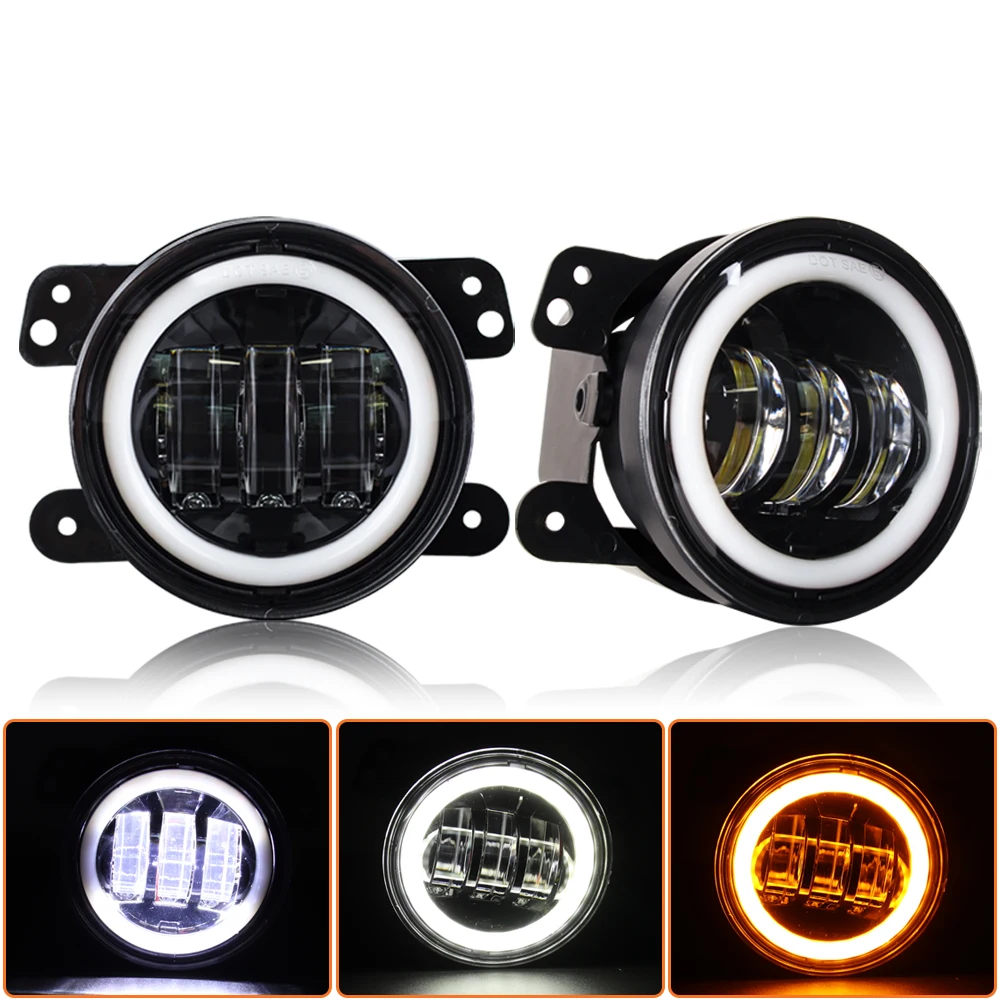 4Inch-Led-Fog-Lights-30W-Yellow-White-Halo-Ring-DRL-Off-Road-Fog-Lamp ...