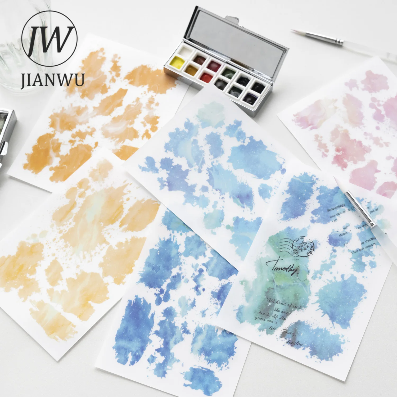 JIANWU-3-Sheets-Watercolor-Trace-Series-Vintage-Pattern-Material-PVC ...