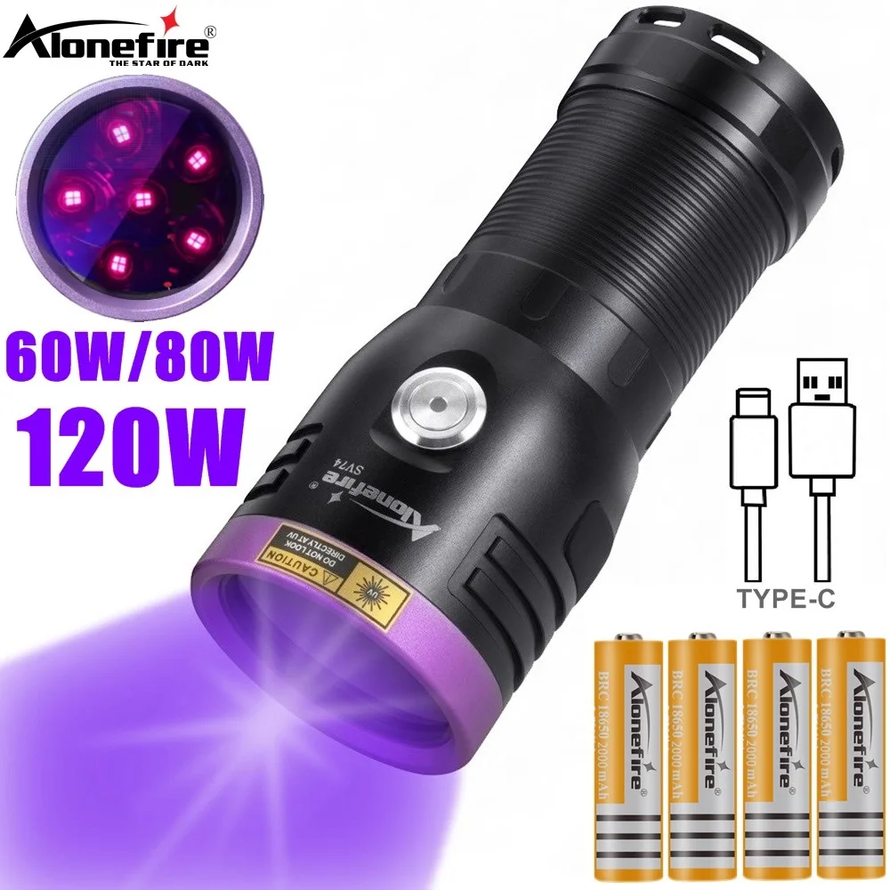 120W-6x365nm-UV-Powerful-Ultraviolet-Flashlight-USB-Rechargeable ...