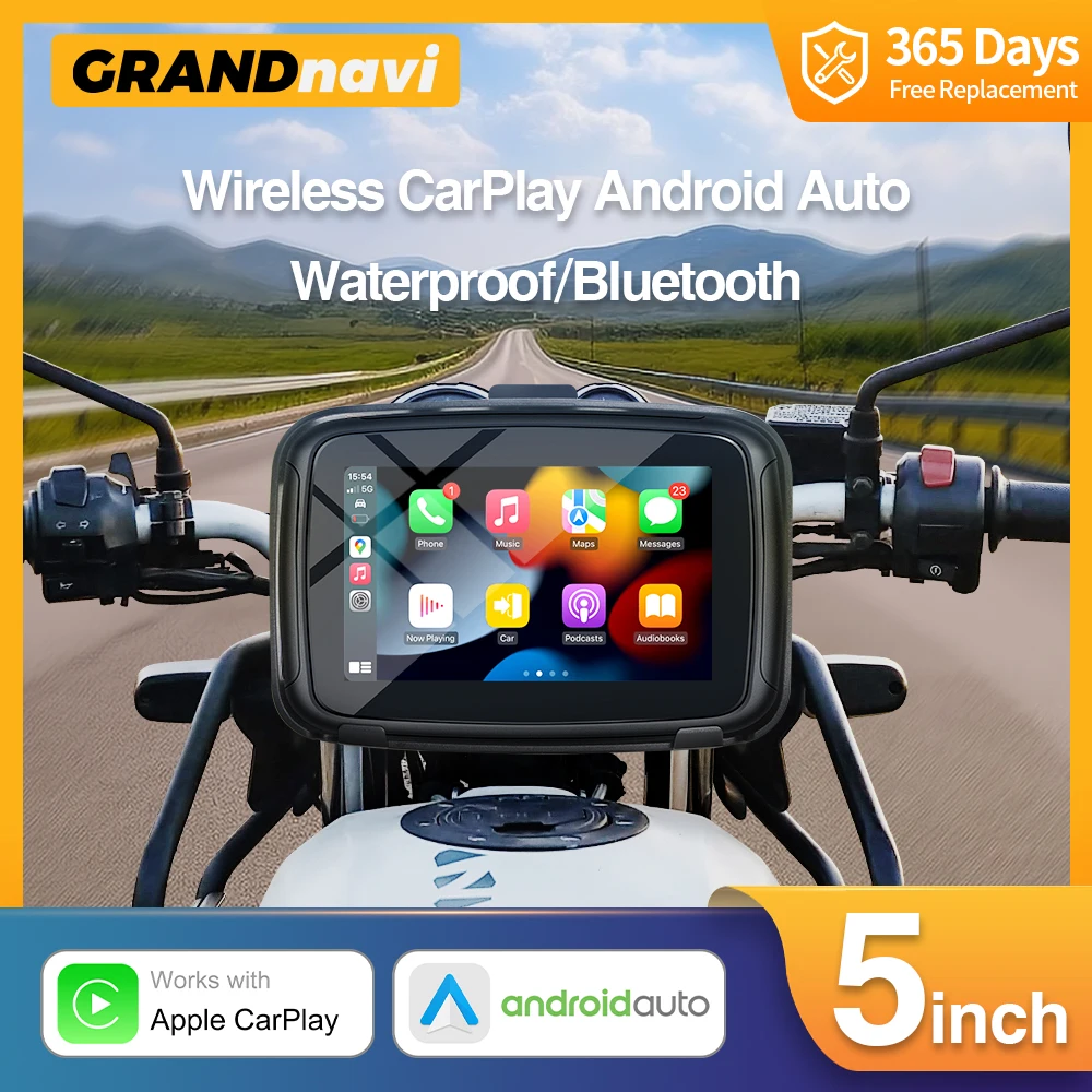 Universal-5inch-Portable-Motorcycle-Display-Wireless-Carplay-Android ...