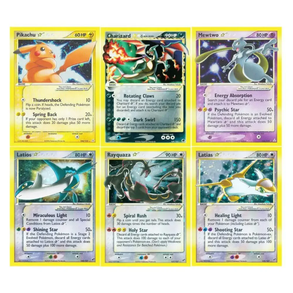 Pokemon-PTCG-Gold-Star-Card-English-Version-Mewtwo-Rayquaza-Diy-Self ...