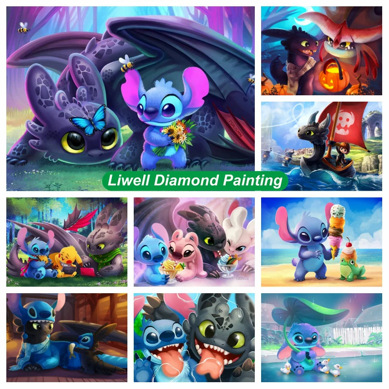 Toothless And Stitch Cute Disney Cartoon Full Diamond Art Painting ...
