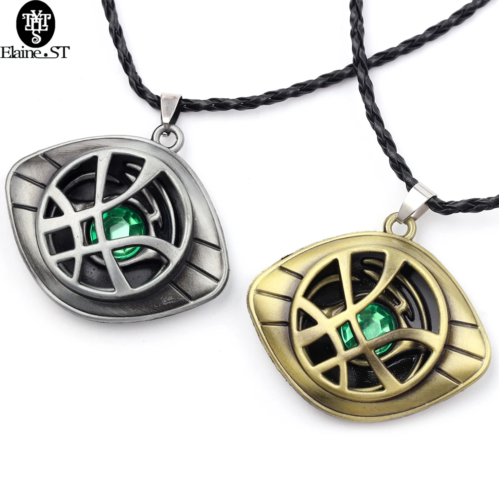 Marvel Doctor Strange Necklace Avengers Eye of Agamotto Pendant Leather ...