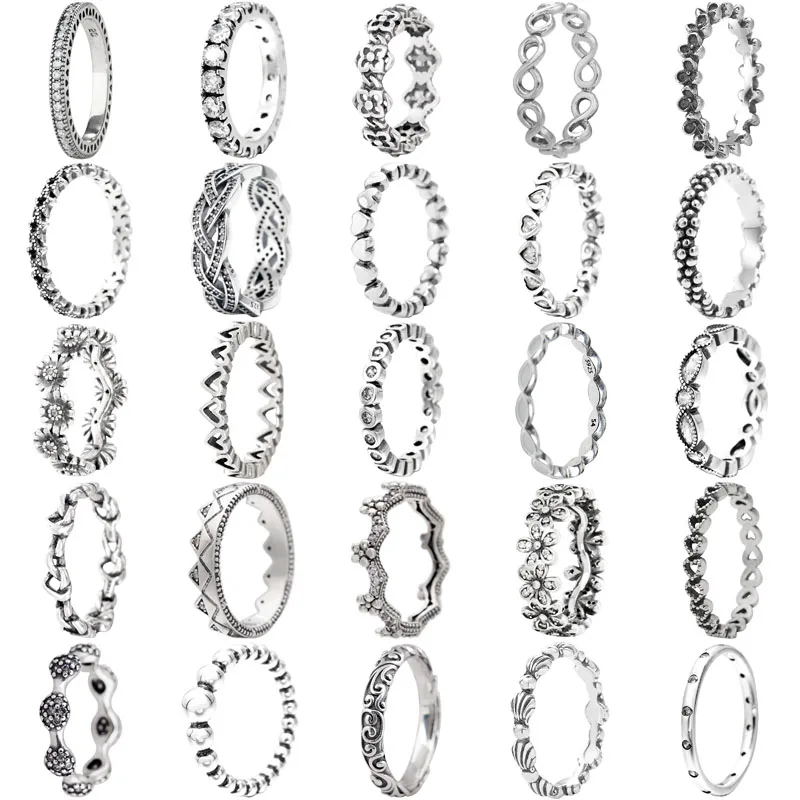 Floral-Linked-Flower-Infinite-Love-Asymmetric-Stars-Crown-Ring-925 ...