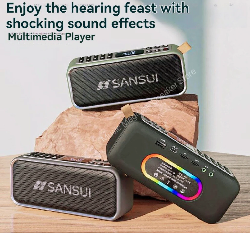 SANSUI-F36-Portable-Wireless-Blue-Tooth-Speakers-FM-Radio-Outdoor ...