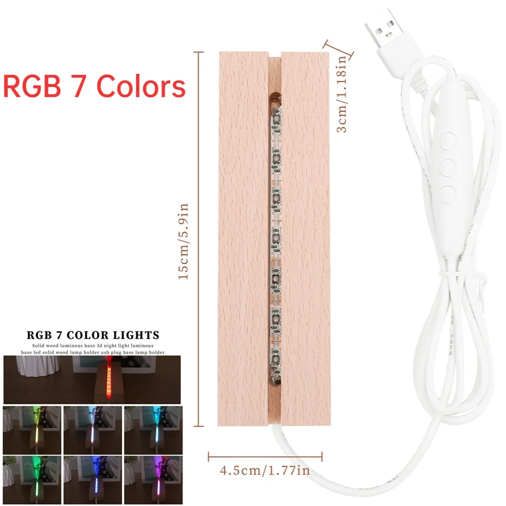 For Crystal Wooden Rectangle Light Base,Wood LED Display Base Pedestal ...