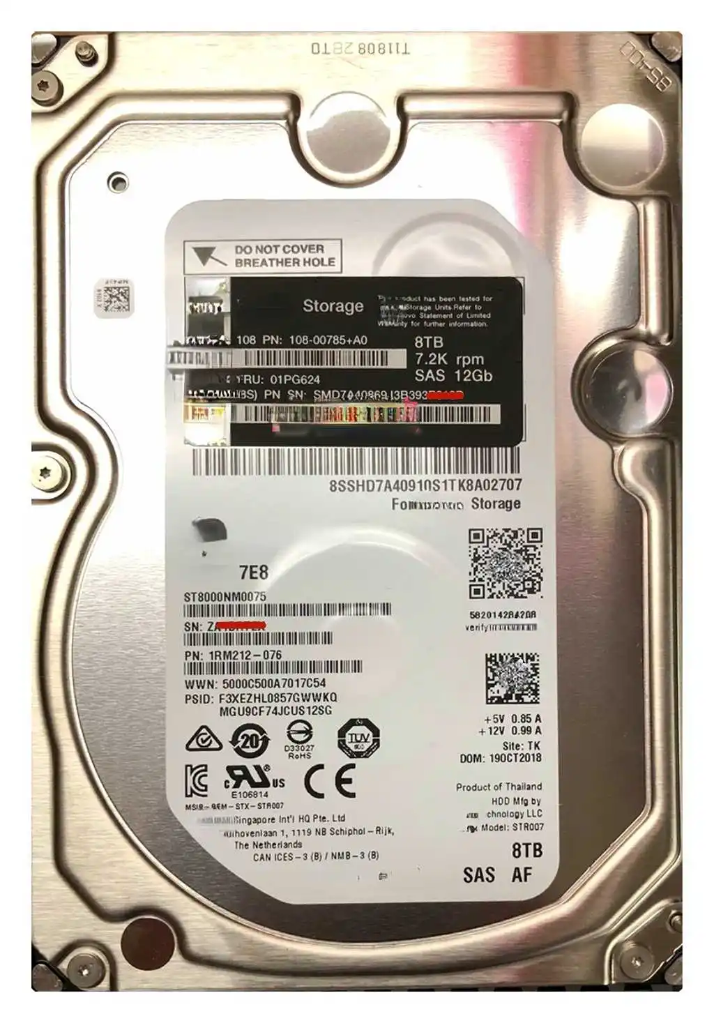 For Lenovo DE 4XB7A14101 01PG624 8T SAS 7.2K 12Gb 7.2K 3.5 8TB hard ...