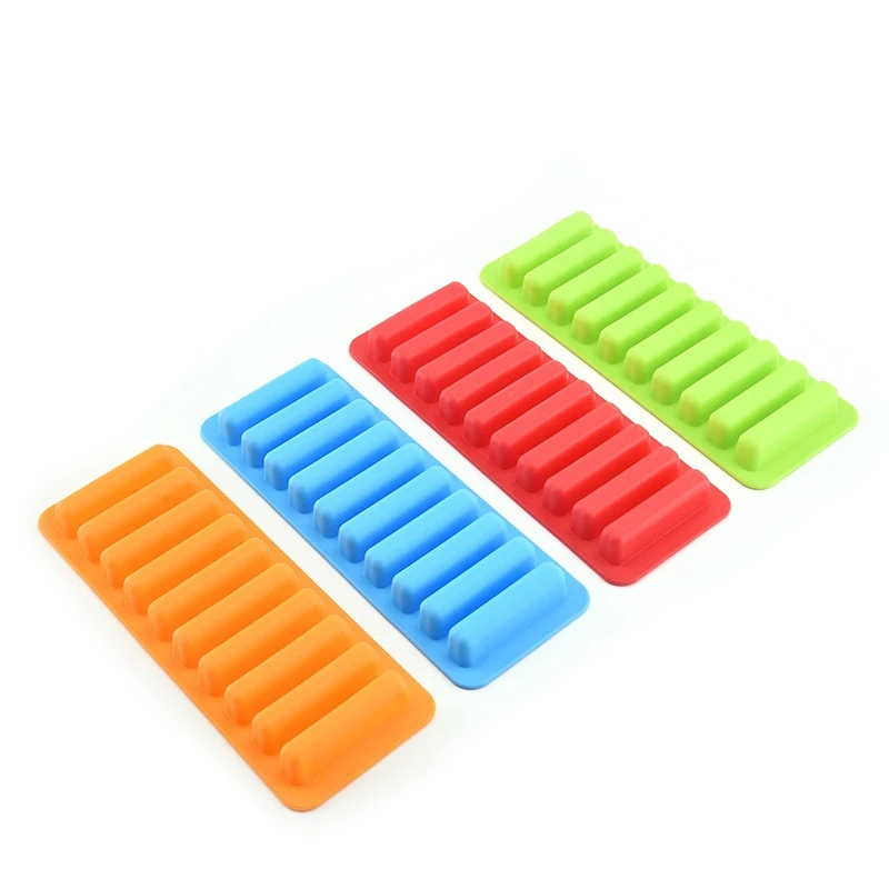10 Grids Long Strip Shape Silicone Ice Cube Mould Non-Stick Stick Shape ...