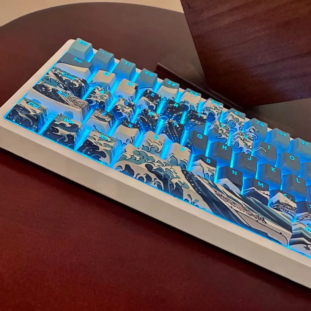 Great-Wave-Of-Kanagawa-Shine-Through-PBT-Keycaps-125-Keys-Dye-Sub ...