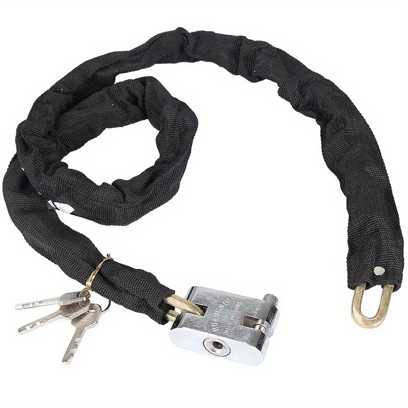1Pc Premium Black Bike Lock with Manganese Steel Chain Heavy Duty for ...