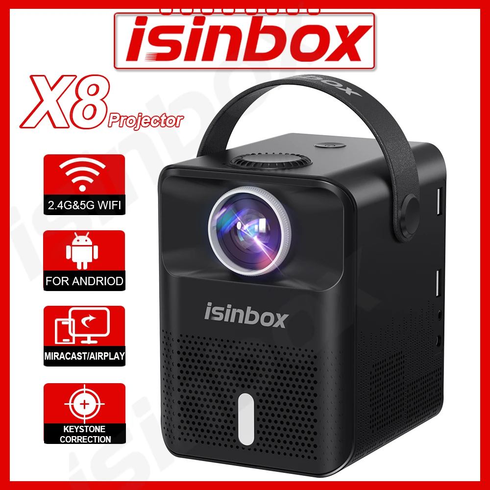 ISINBOX proyector portátil X8 para cine en casa, miniproyector LED con ...