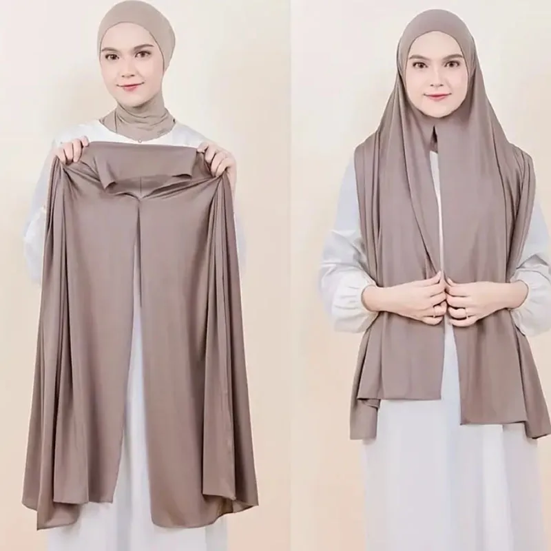 Easy-To-Wear-Jersey-Hijab-Scarf-Solid-Color-Modal-Slit-Instant-Hijab ...