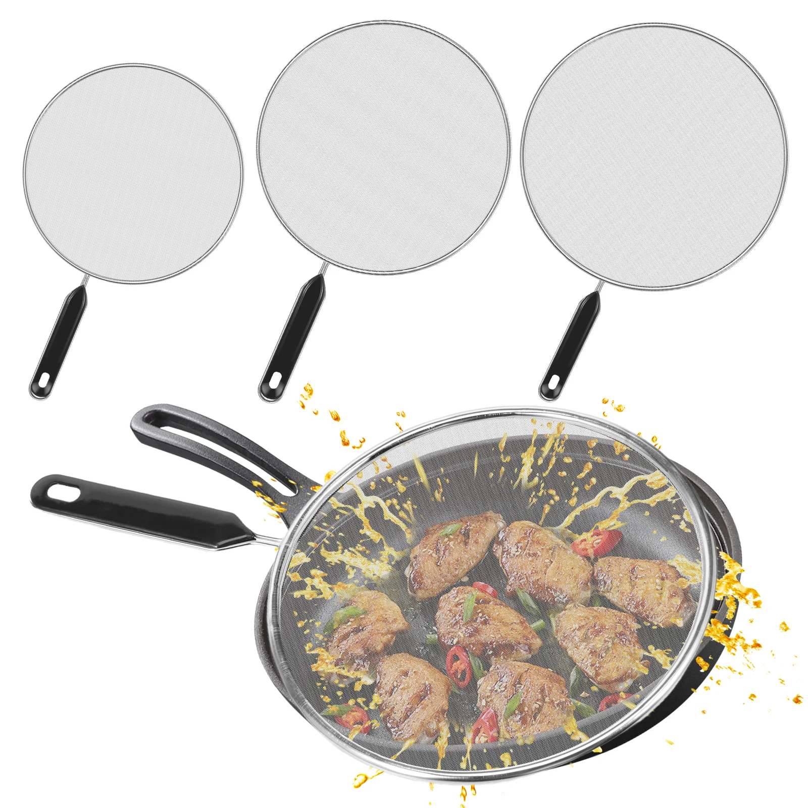 3/4Pcs Splatter Guard Set Stainless Steel Mesh Splatter Board Fine Mesh ...