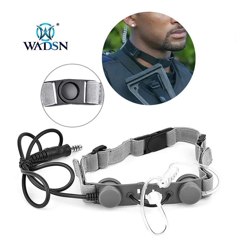 WADSN Tactical Throat Mic Eaphone Laryngeal For Kenwood BaoFeng UV-5R ...