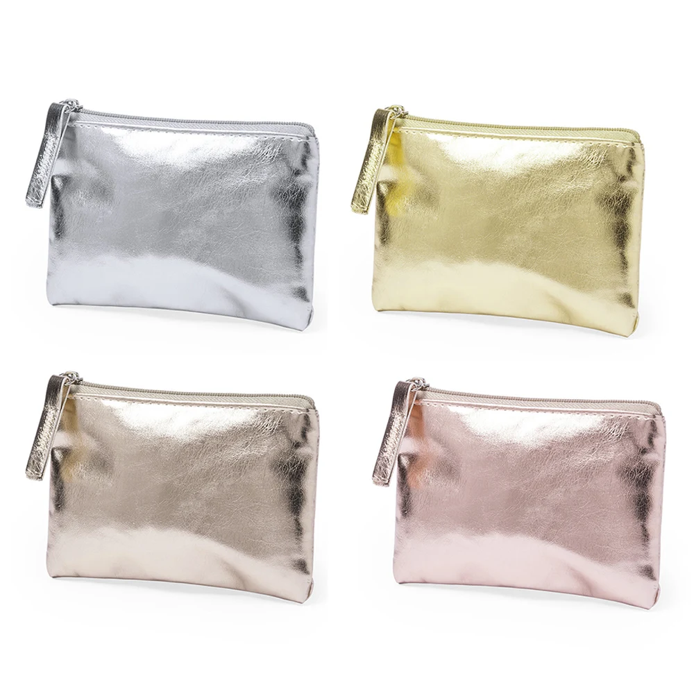 New-Patent-Leather-Zipper-Coin-Purse-Rose-Gold-Silver-Color-Ultra-thin ...