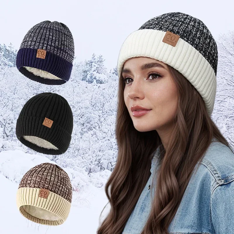 Women Brimless Cap Women Men Warm Lined Knit Ski Beanie Knitted Hats ...