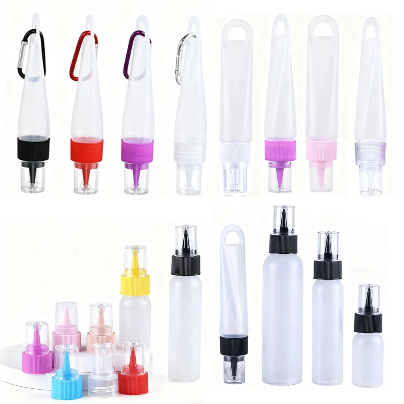 5Pcs 30-120ml Empty PE Plastic Squeeze Bottles W/ Long Tip Lid ...