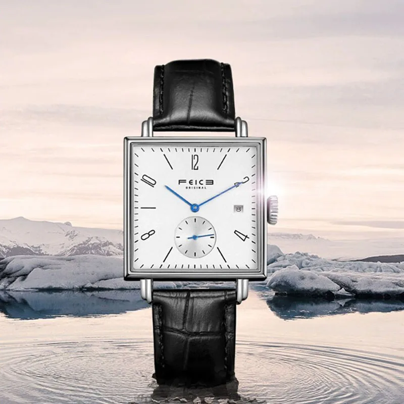 FEICE-Genuine-Luxury-Simple-Small-Square-Watch-for-Men-Automatic ...