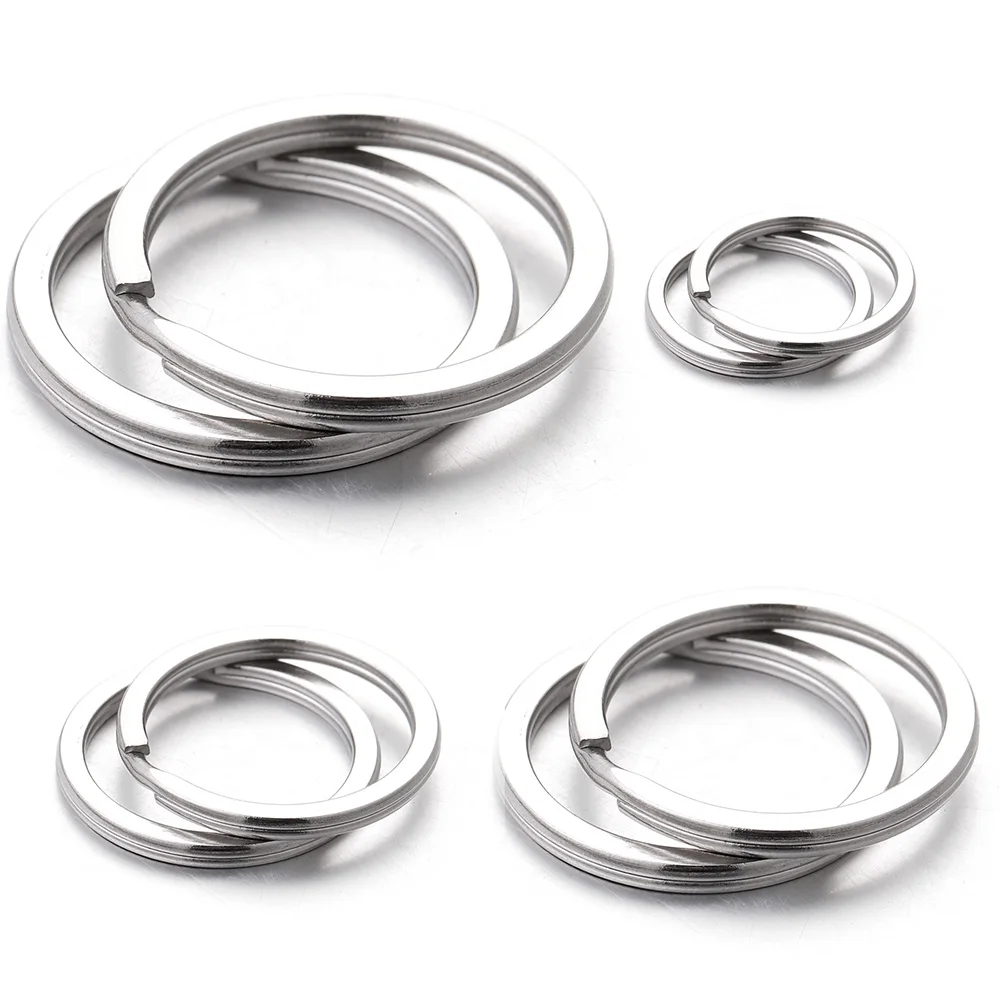 10pcs-Lot-Flat-Stainless-Steel-Key-Ring-Chains-Women-Round-Split-Car ...