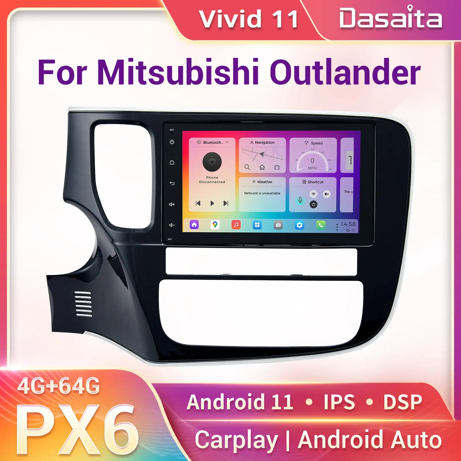 Dasaita Vivid11 Mitsubishi Outlander 2014 2015 2016 2017 Car Stereo 9 ...