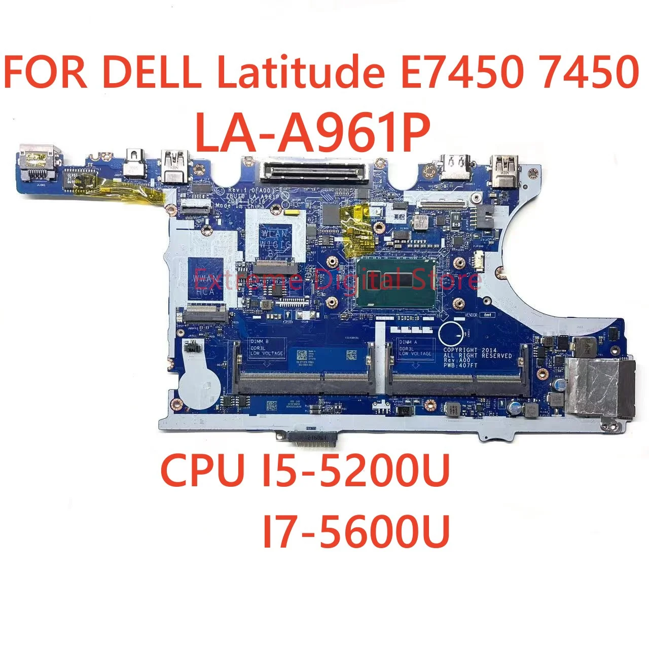 LA-A961P-FOR-DELL-Latitude-E7450-7450-Laptop-Motherboard-I5-5200U-I7 ...