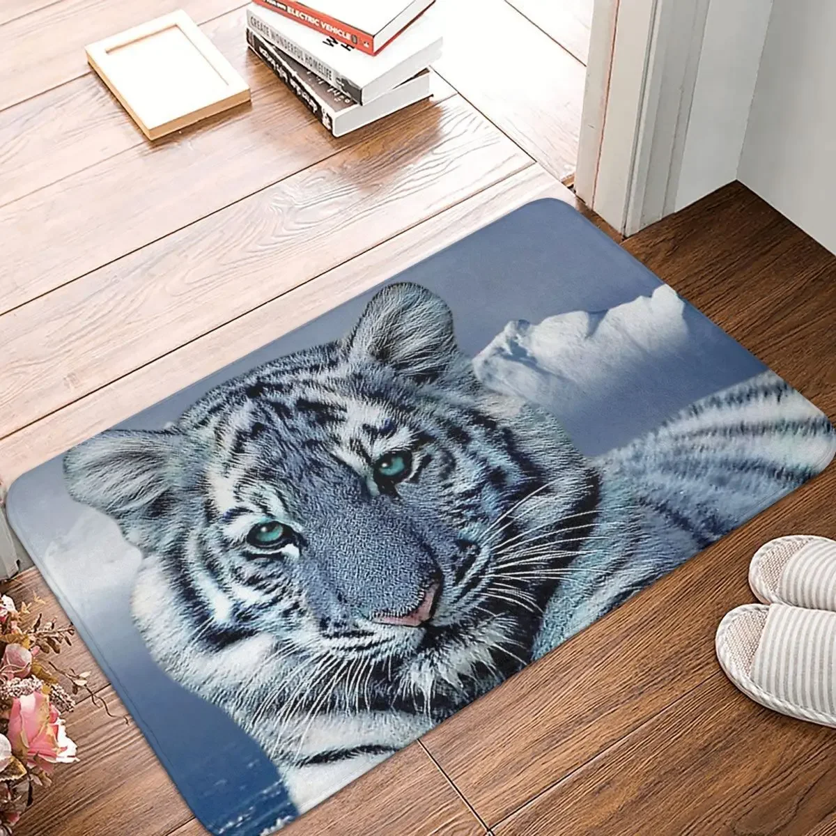 Non-Slip-Carpet-Tiger-King-Of-The-Forest-Animal-Blue-White-Doormat ...