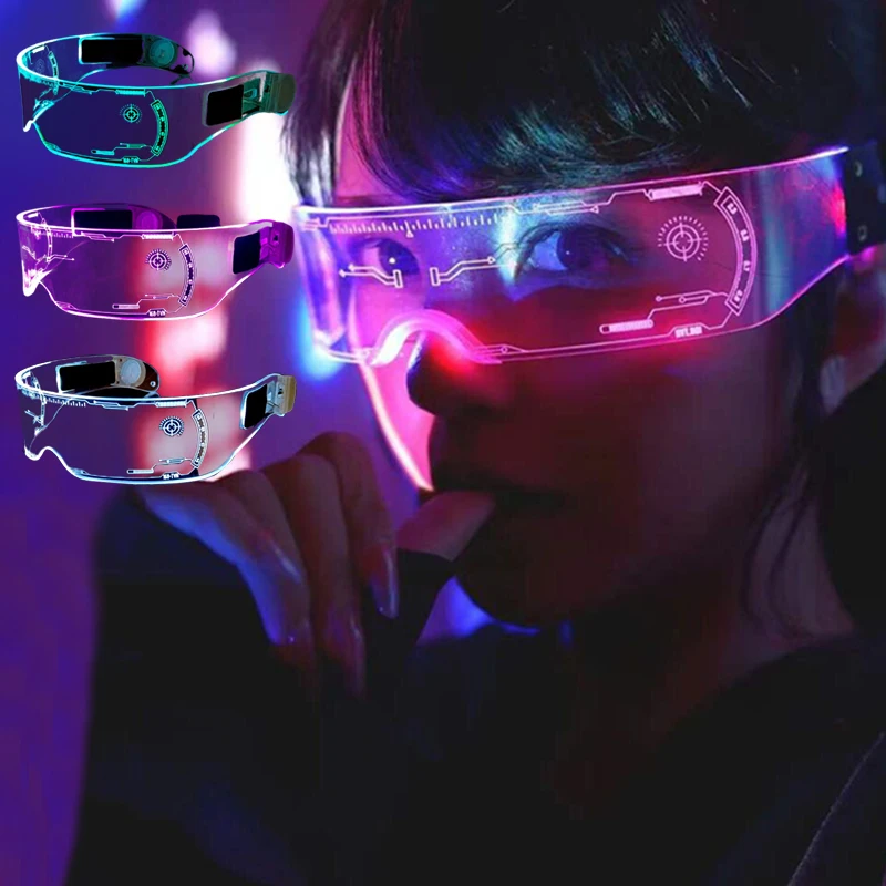Led-Sci-fi-Colorful-Luminous-Glasses-Acrylic-Net-Red-Flash-Cheer ...