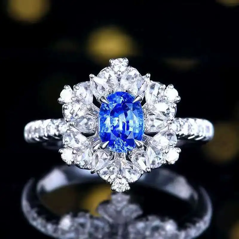 SGARIT-Jewelry-18K-White-Gold-1-07CT-Natural-Cornflower-Blue-Sapphire ...