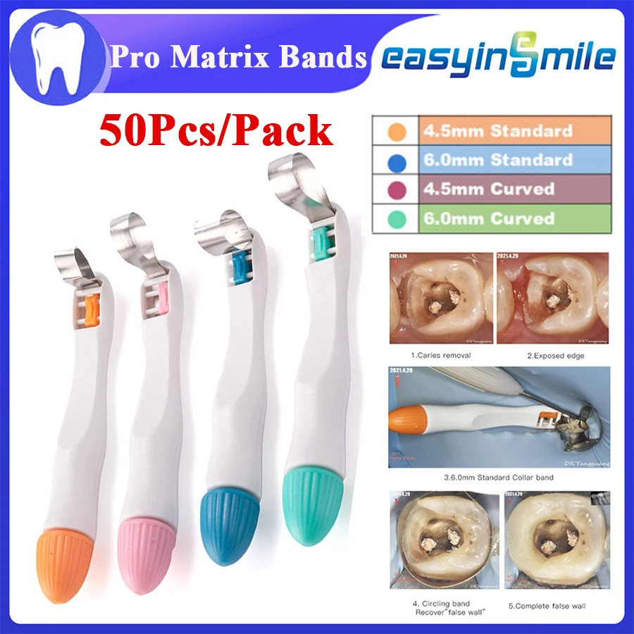 10Pc-50Pc-EASYINSMILE-Dental-Pro-Matrix-Bands-Pre-Formed-Sectional ...