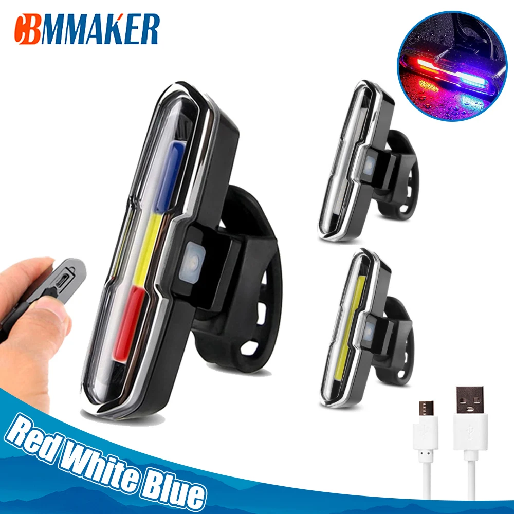 Usb Rechargable Bicycle Light Led Blue Red Dual Color Temperture ...