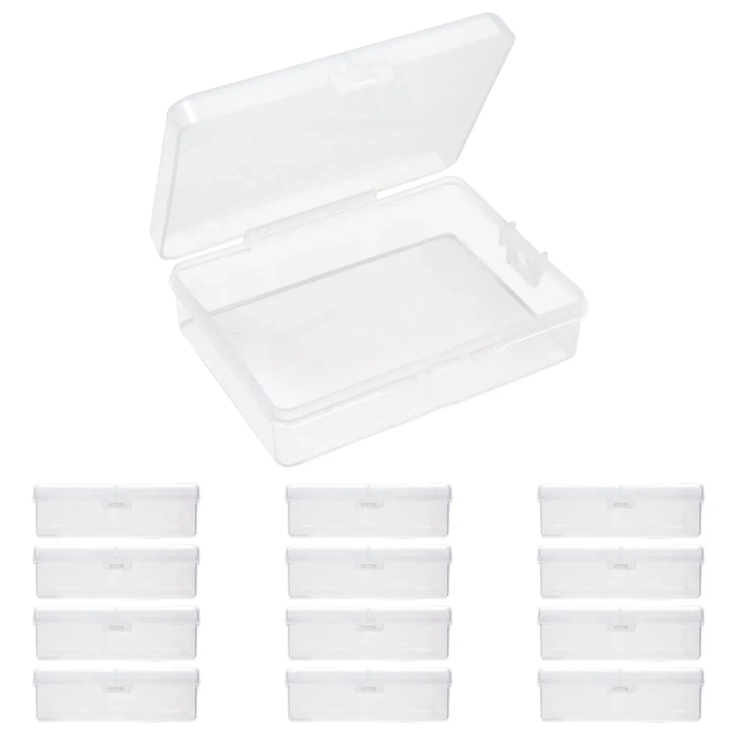 12 Pack Small Clear Plastic Box Storage Containers with Hinged Lid ...