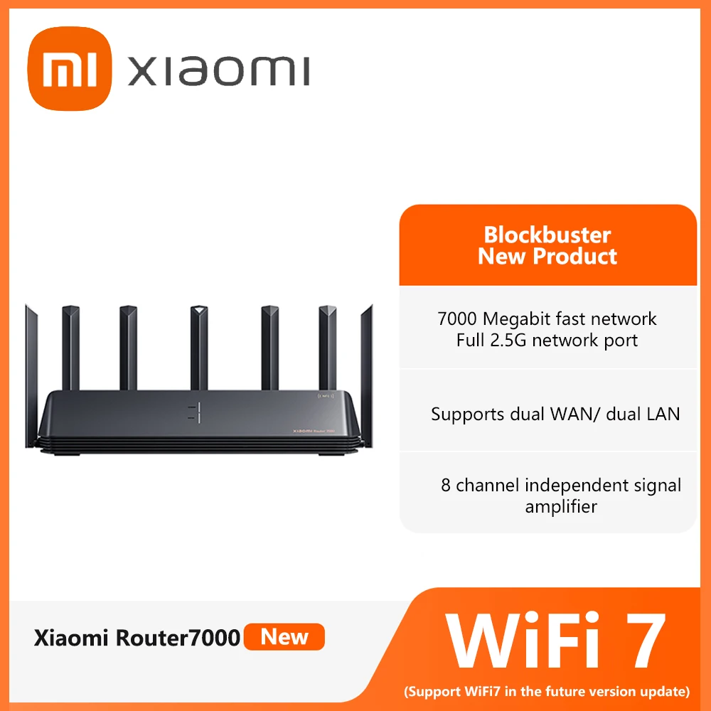 เราเตอร์ Wi Fi เสี่ยวหมี่ไมล์7000 WiFi7อัพเดตแบบไร้สายรองรับ WiFi6 7000เมตรความเร็วสูงสุด4 2.5 ...