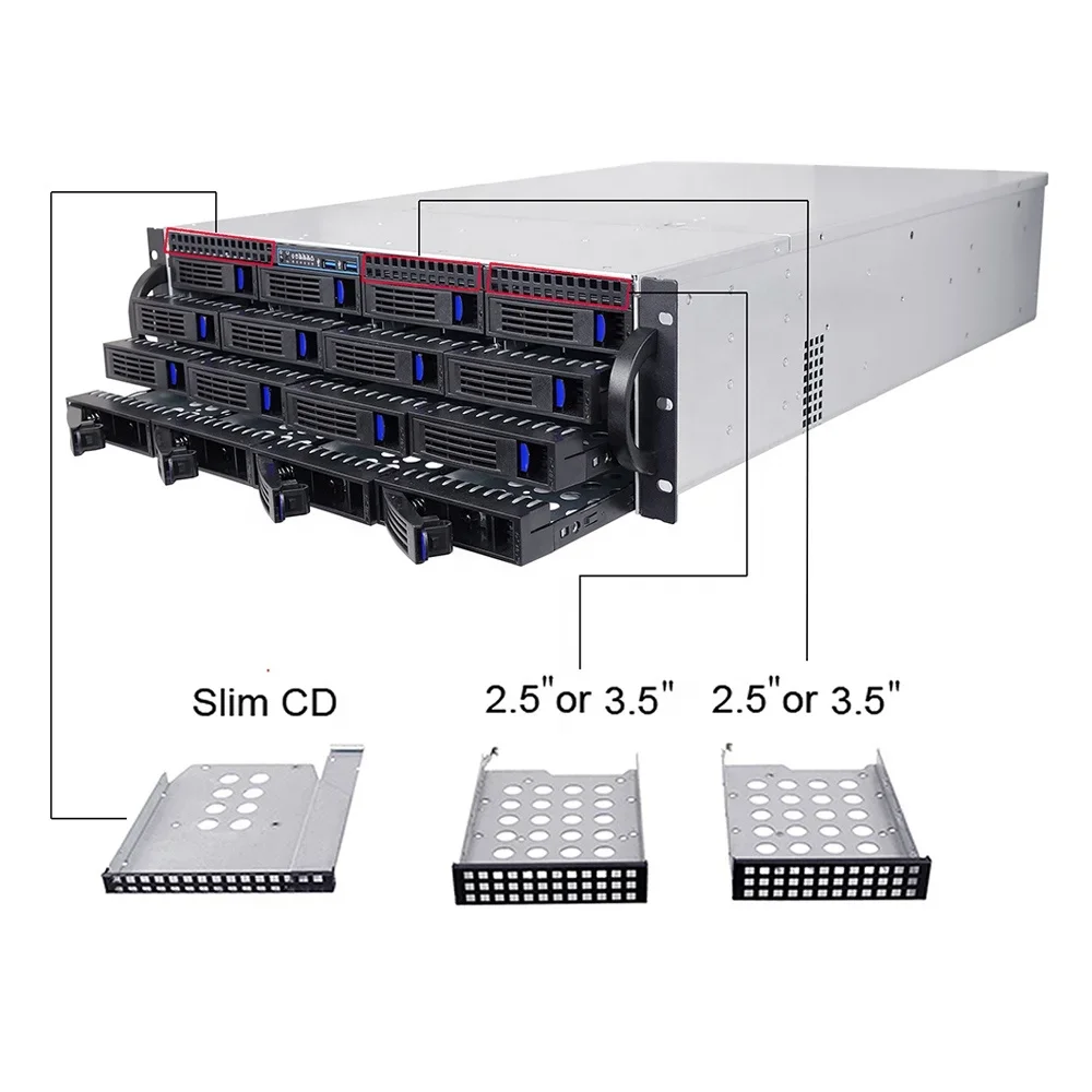 3U Rackmount Server case Chassis with 16 Bay Hot-Swappable SATA/SAS ...