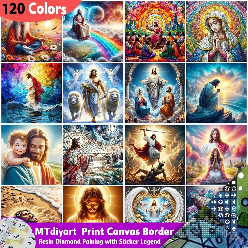 Religion Jesus Resin Diamond Painting 120 Colors With Sticker Legend ...