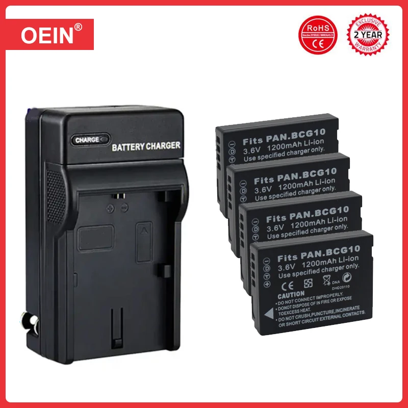 4Pcs-DMW-BCG10E-BCG10-BCG10E-Battery-LCD-USB-Charger-for-Panasonic ...