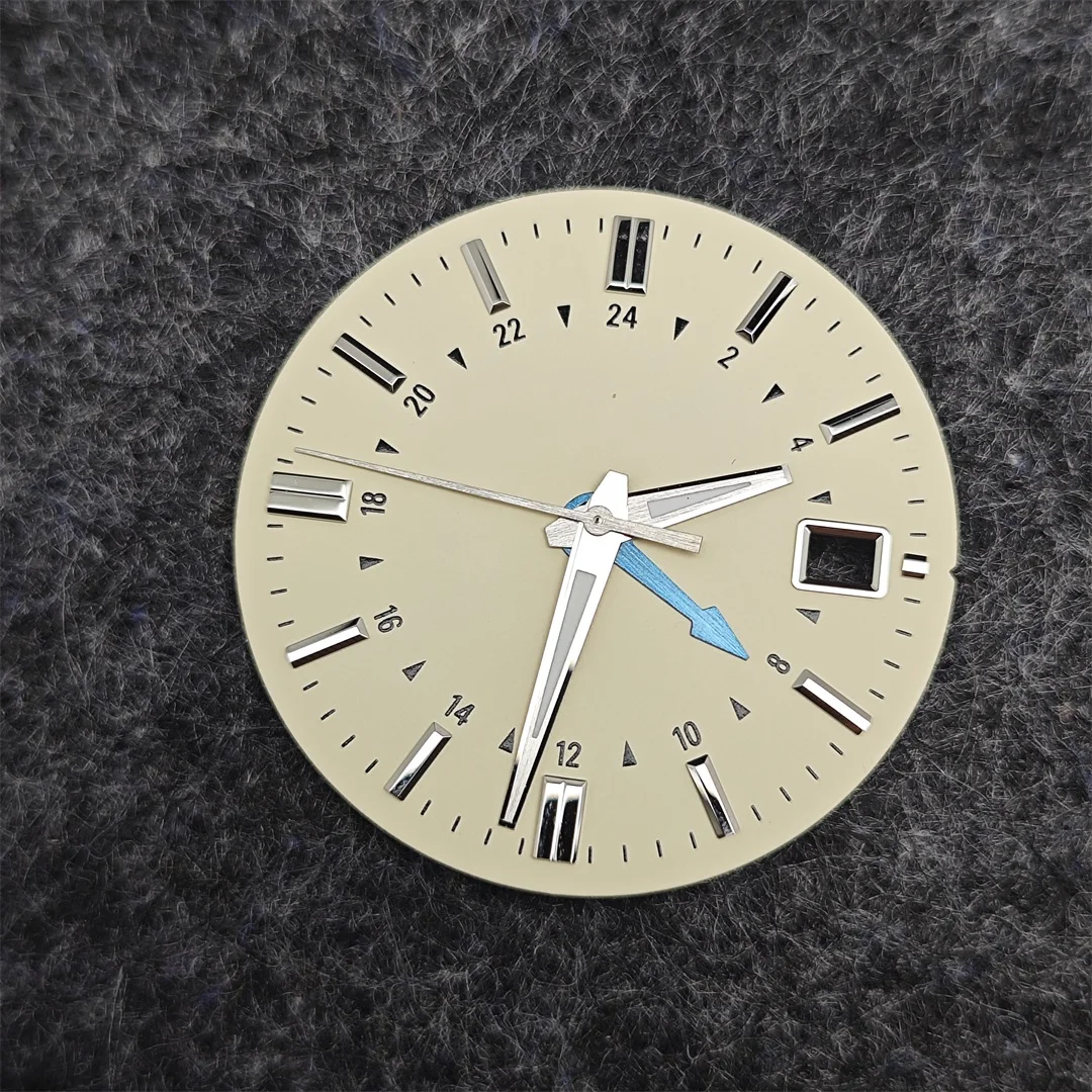 31mm-Beige-Watch-Dial-Non-luminous-GMT-Single-Date-Watch-Faces-for-NH34 ...