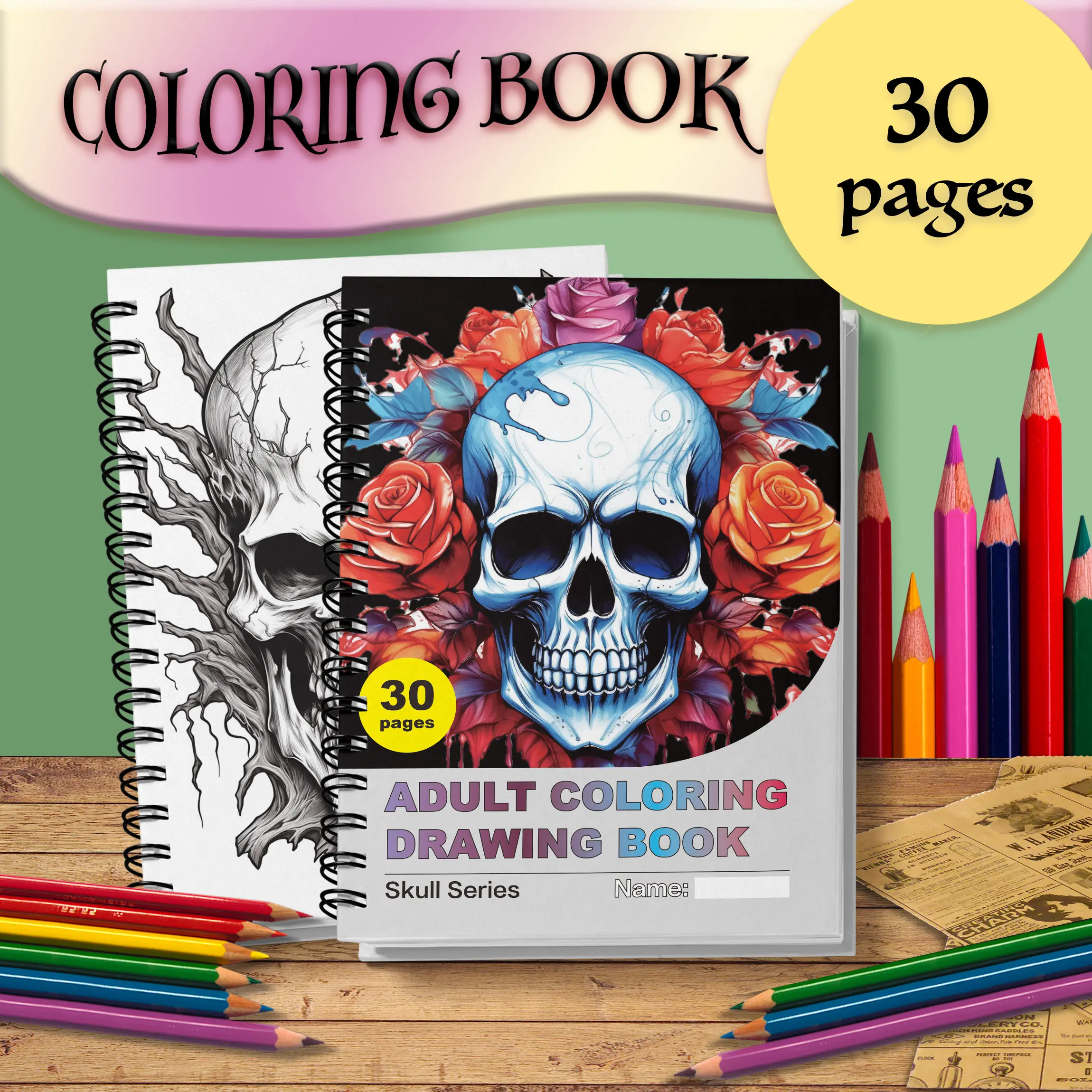 Women's Adult Coloring Book - 30 Page Adult Spiral Coloring Book ...