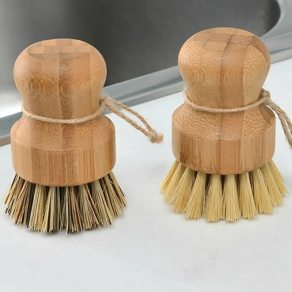 1Pcs Palm Pot Brush Bamboo Round Mini Scrub Brush Natural Scrub Brush ...