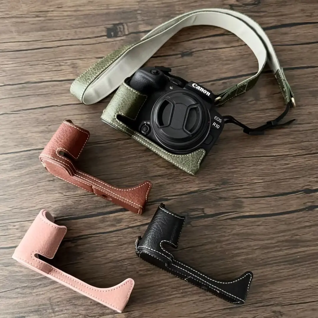 PU-Leather-case-Camera-bag-For-Canon-EOS-R10-Half-Body-Cover-base ...