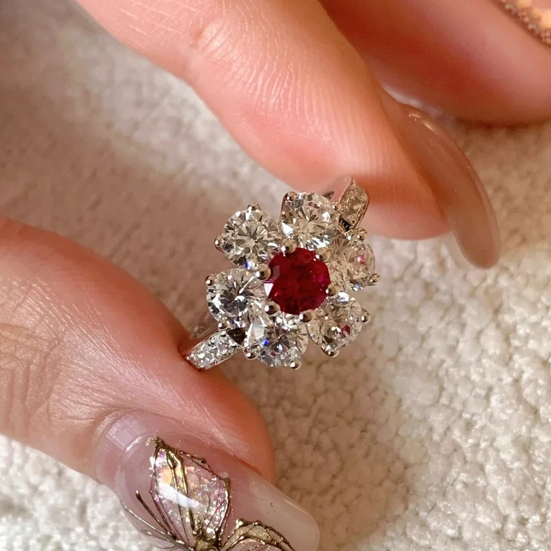 PONYKISS-925-Sterling-Silver-Zircon-Flower-Adjustable-Rings-for-Women ...