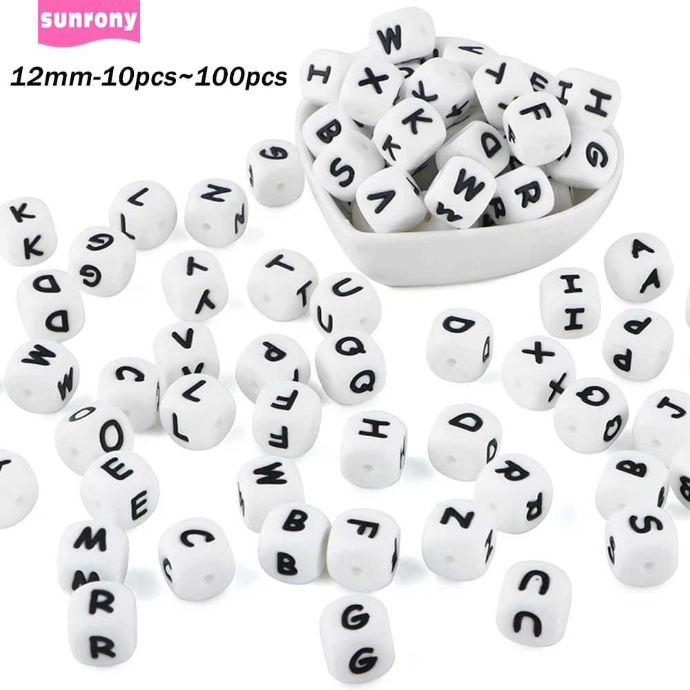 10-100pcs 12MM Silicone Letters Beads To Make Bracelets English ...