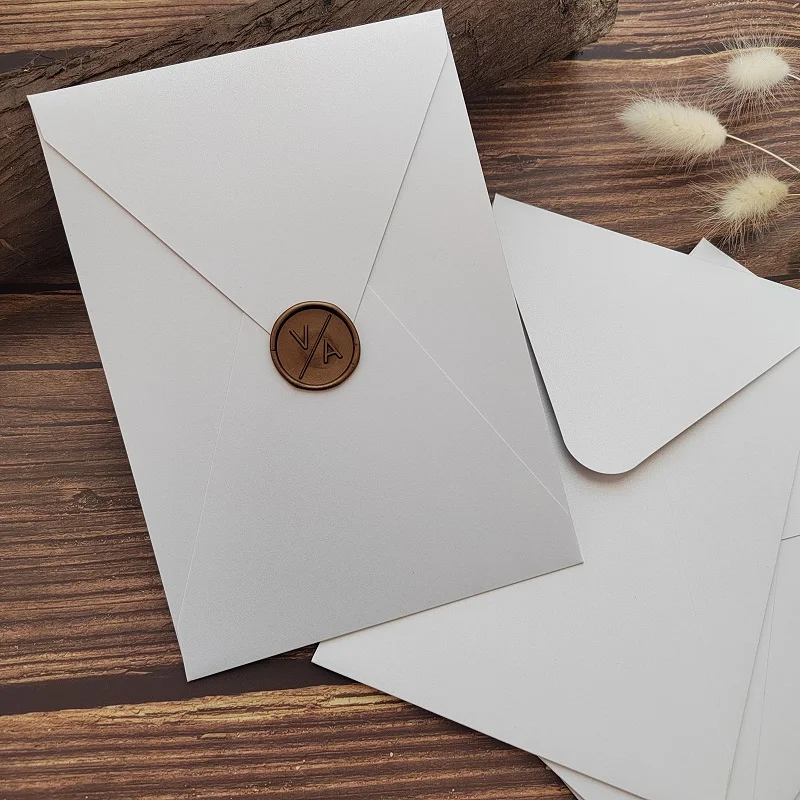 50X-Elegant-Vertical-Invitation-Envelope-V-Flap-Thick-Pearl-Paper-Matte ...